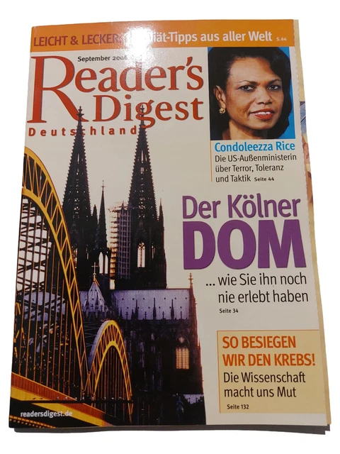 READER'S DIGEST DEUTSCHLAND Sep 2006 Kölner Dom Rice Krebs Wissenschaft EUR 4,95 - PicClick DE