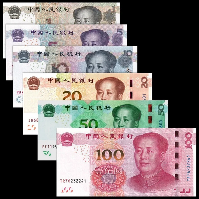 CHINA RENMINBI RMB 1 bis 100 Yuan Banknoten Chinesischer Vorsitzender ...