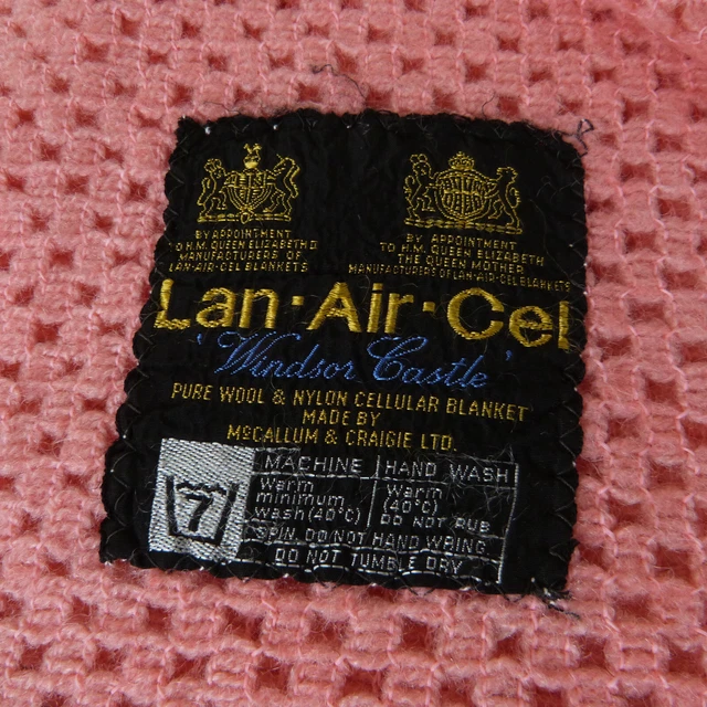 VINTAGE LAN AIR Cel Cellular Wool Blanket Pink McCallum & Craigie Windsor Castle £10.95 ...