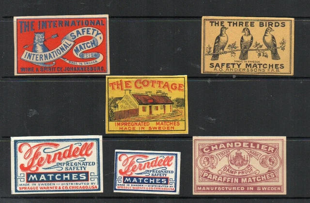 MATCHBOX LABELS ADVERTISING Rare early Made in SWEDEN extra RARE labels ...