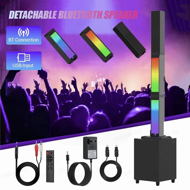 45W SPLIT BLUETOOTH Sub Speaker & Long Strip RGB Light Home Audio Sound ...