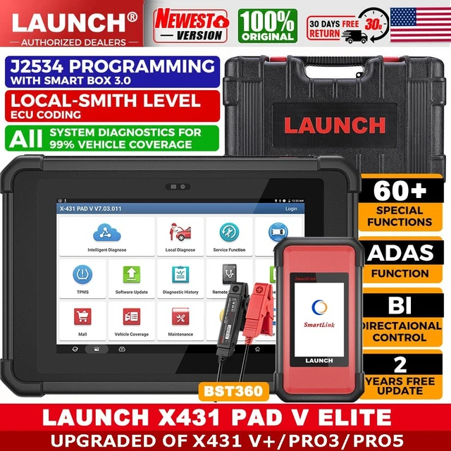 LAUNCH X431 PAD V VII Elite OBD2 Car Diagnostic Scanner ECU ECM ...