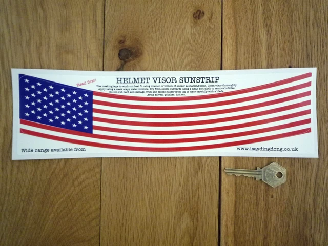 USA STARS STRIPES Flag HELMET VISOR SUNSTRIP Sticker Race Rally Car ...