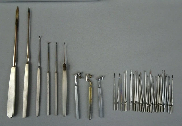 LOT INSTRUMENTS DE médecine anciens 1960 ORL paracentèse du tympan ENT ...