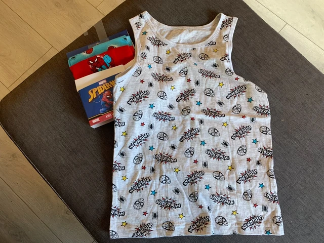 MARVEL SPIDER-MAN VESTS 3 Pk Cotton Various Patterns 6-7yrs 122cm Multi ...