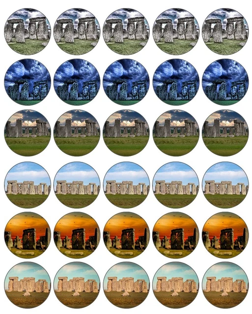 STONEHENGE CUPCAKE TOPPERS Edible Icing Wafer Decoration Nature Stones Druid £2.50 - PicClick UK