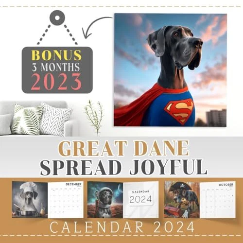 GREAT DANE SPREAD Joyful Calendar 2024 Jan 2024 to Dec 2024 Bonus 3 ...