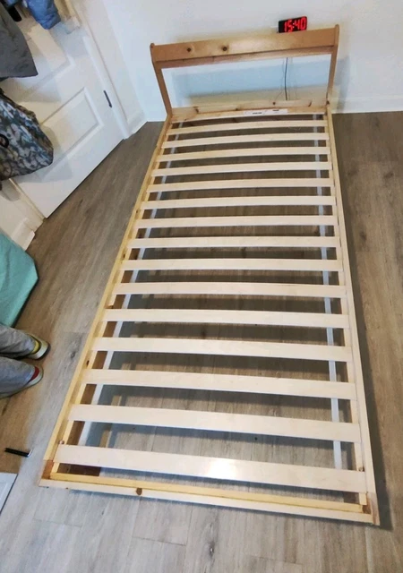 IKEA NEIDEN WOOD Bed Frame Single with Luroy Slates £31.90 - PicClick UK