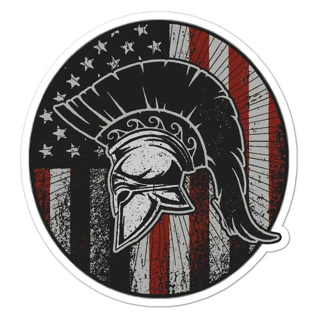 SPARTAN HELMET US Flag, Vinyl Decal Sticker, Indoor Outdoor, 3 Sizes ...