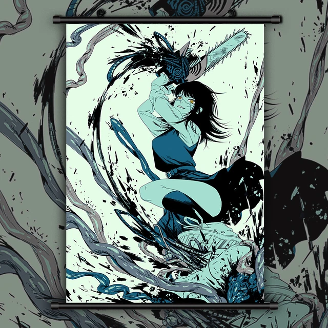 CHAINSAW MAN WAR Devil Mitaka Asa Banner Canva Wall Poster Scroll Room ...