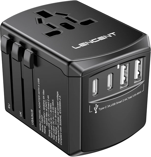 UNIVERSAL TRAVEL ADAPTER, International Charger with 2 USB Ports and ...