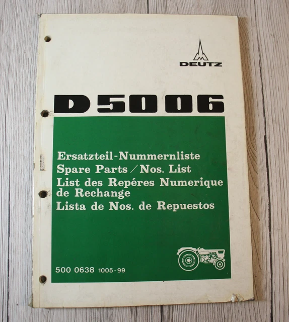 ORIGINAL D5006 DEUTZ Ersatzteilliste Schlepper Traktor EUR 89,00 ...