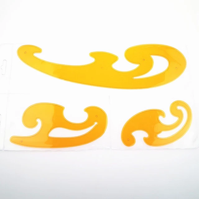 3 PCS PLASTIC French Curve and Template Ruler Sewing Drawing Templates ...