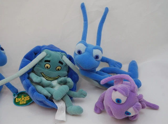 DISNEY 4 INSECTS A Bug's Life Ants Flik Dot Bean Bag Stuffed Plush Toy ...