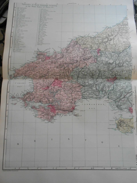 ANTIQUE PRINT OF Map 1891 WALES S.W. EUR 4,50 - PicClick FR