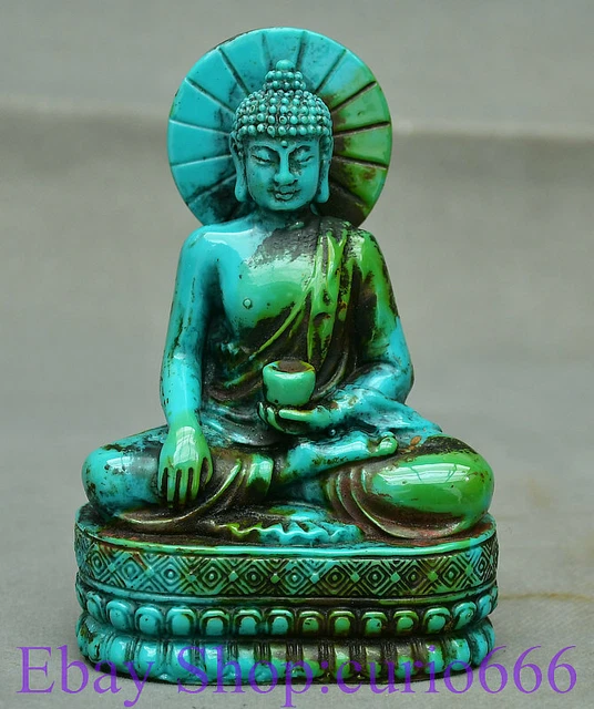 13CM OLD TIBET Temple Turquoise Seat Shakyamuni Amitabha Buddha Pot Statue £127.66 - PicClick UK