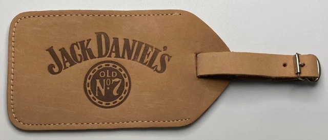 JACK DANIELS LEATHER Luggage Tag with name/address card and Broken ...