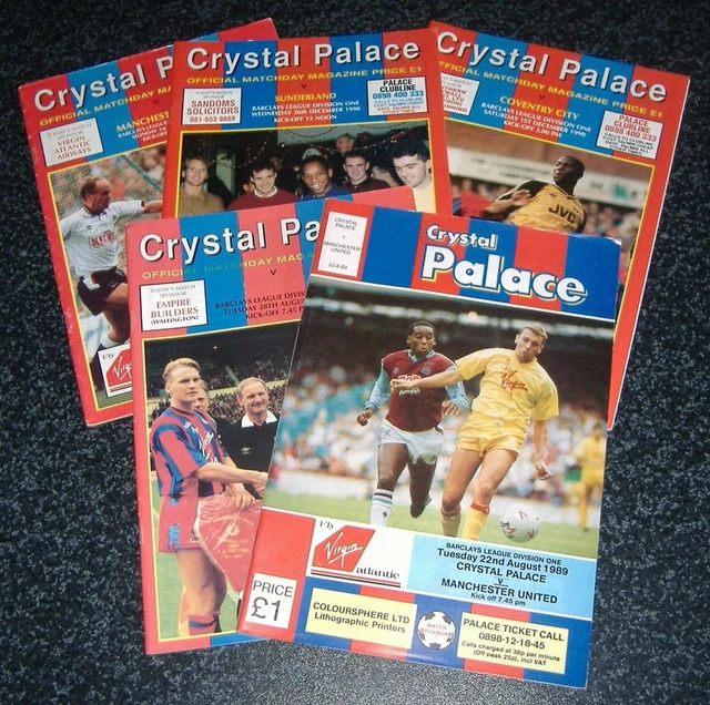 CRYSTAL PALACE COLLECTION - 5x Home Programmes 1989-1991 £1.97 ...