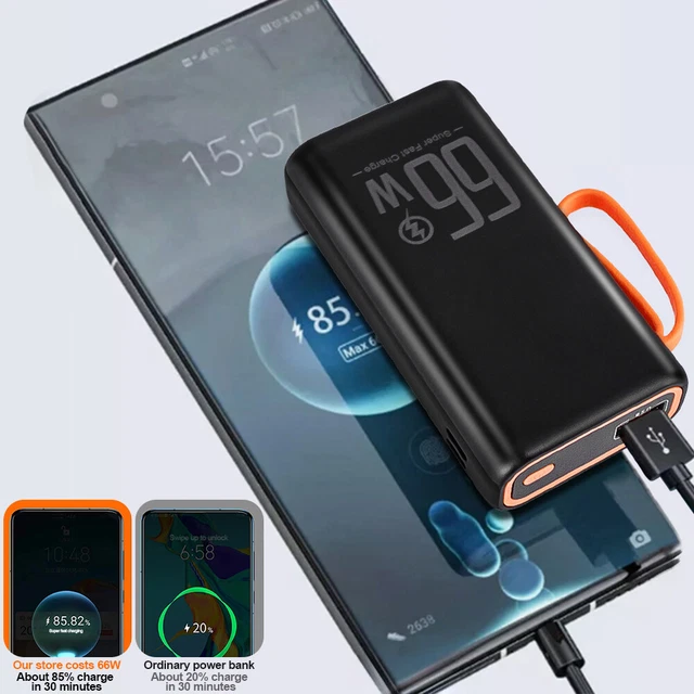 50000MAH POWER BANK 66W USB C Schnellladegerät Externer Batterie ...