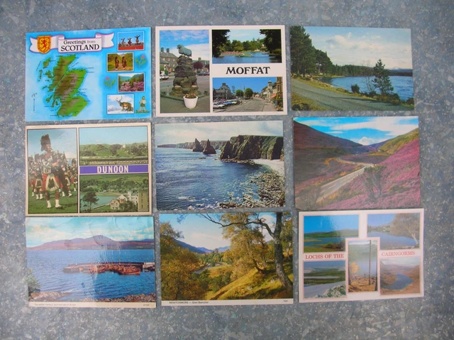 9 OLD SCOTTISH - Scotland Postcards - Dunoon, Carradale, Moffat ...