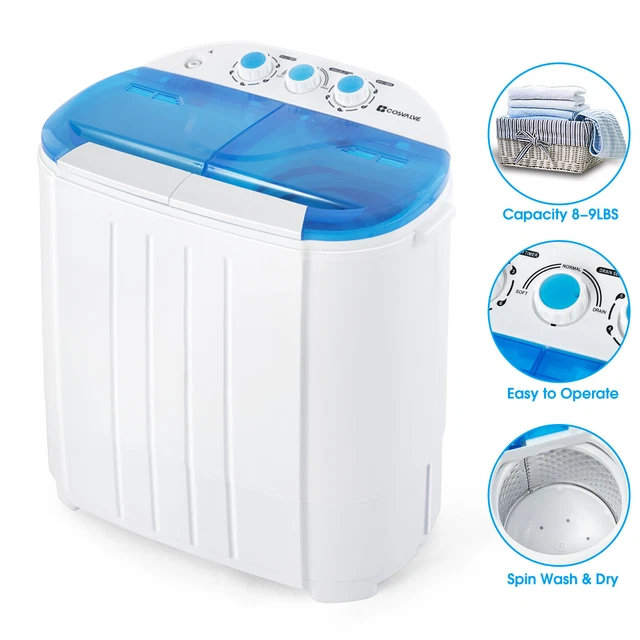 PORTABLE WASHING MACHINE Mini 5kg Twin Tub Dorm Compact Dryer Laundry ...