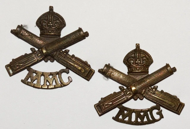 BRITISH MILITARY CAP BADGES, Motor Machine Gun Corps Brass Collar Pair ...