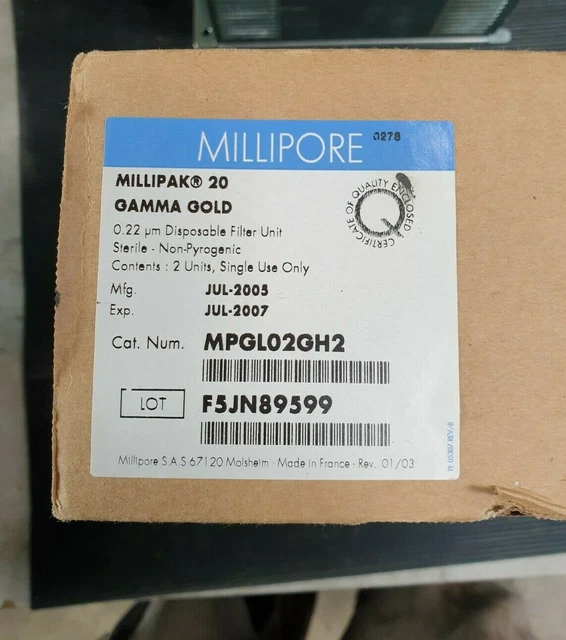 Millipore Mpgl02gh2 Millipak 20 Gamma Gold Filter Unit 0 22 µm 2 Pk