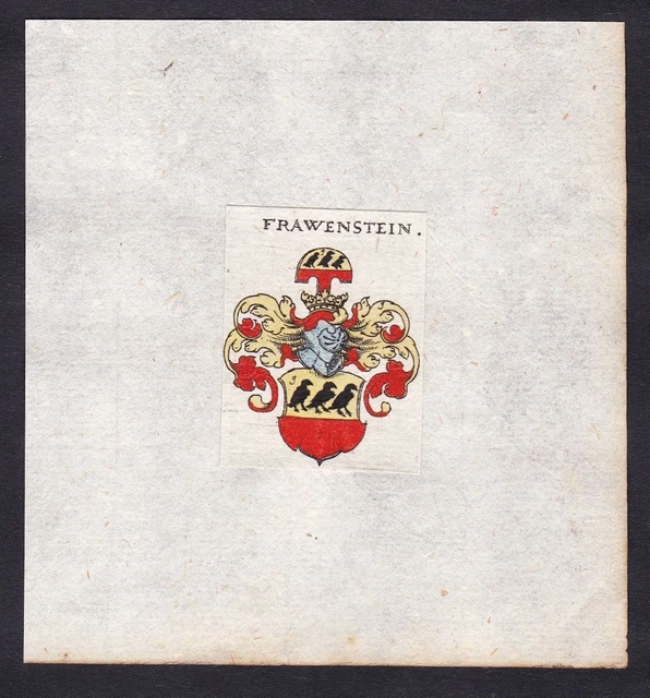 FRAUENSTEIN ARMOIRIES COAT Of Arms Blason Héraldique Heraldry Gravure ...