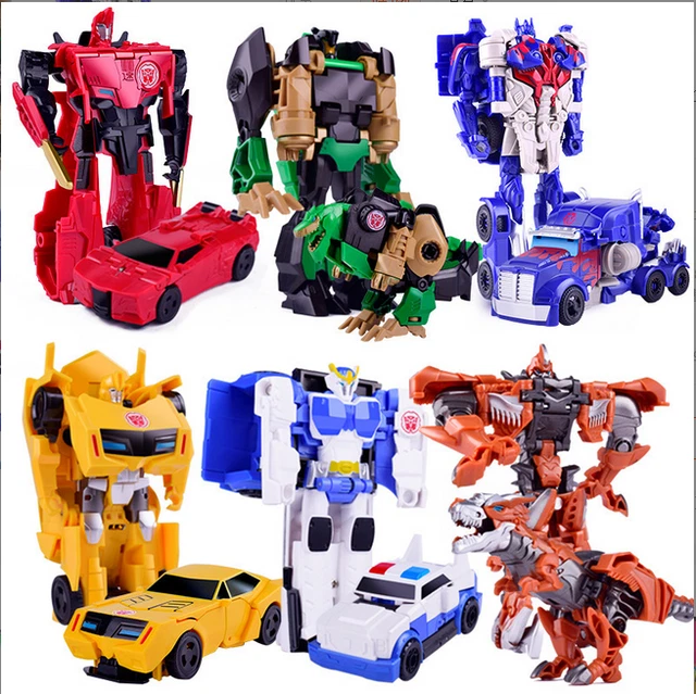 MINI TRANSFORMER OPTIMUS Prime Bumble Bee Robot Car Kids Action Figures ...
