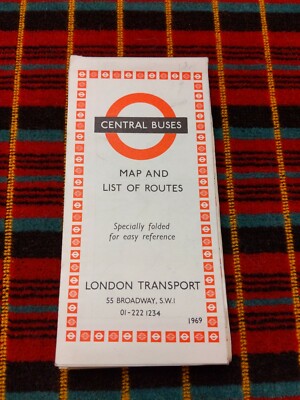 LONDON TRANSPORT CENTRAL BUSES Bus Map List Routes 1969 1168/3087Z ...