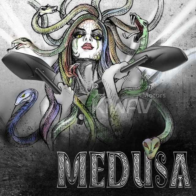 POPULAR BLACK MOTORCYCLE Mirrors Medusa Snake Shape M10 & 5/16" for Tuning Bike $126.00 ...