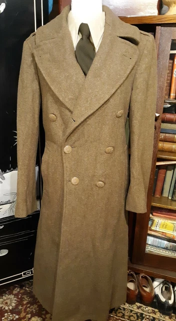 ORIGINAL 1943 WW2 US Military Heavy Melton Wool Overcoat Greatcoat Sz ...