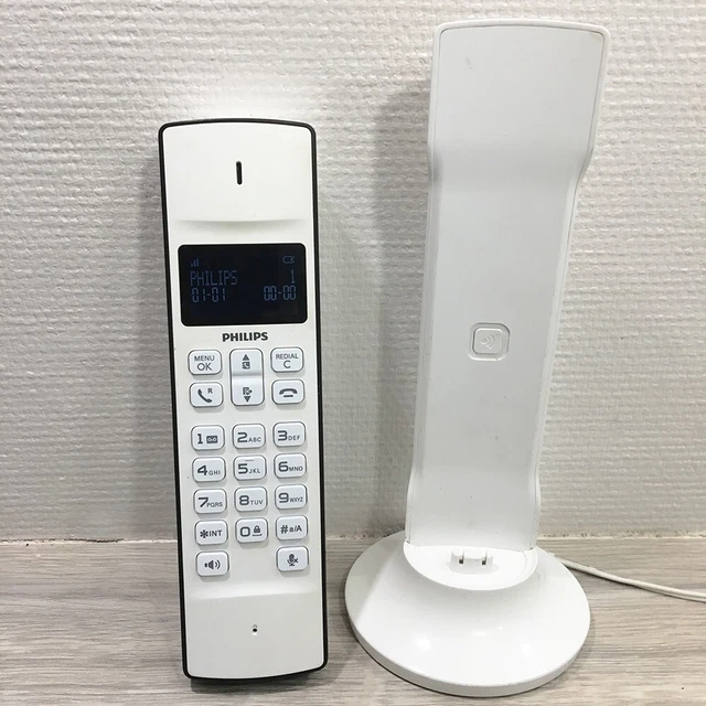 PHILIPS LINEA M330 Téléphone Fixe Sans Fil Combiné Blanc avec Base et ...