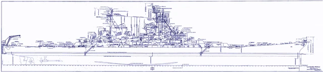 USS MISSOURI BB-63 Battleship BLUEPRINT PLANS RARE archive 1940's Iowa ...