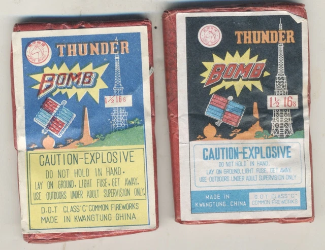 VINTAGE 2 THUNDER BOMB Fireworks Label Firecracker MADE IN CHINA $8.00 ...
