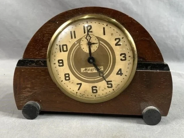 VTG MAYFAIR ALARM clock by Ingraham - wood art deco $29.99 - PicClick CA