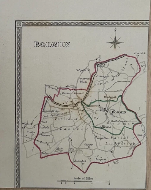 MAP OF BODMIN Showing Boundary Of Borough Copper Plate Map Published By ...