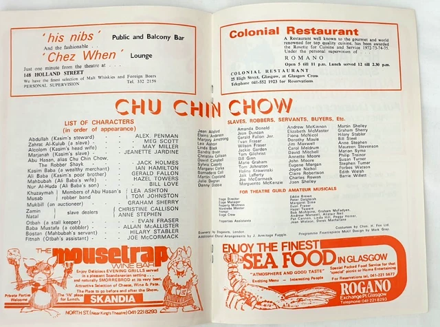 KING'S THEATRE GLASGOW - Chu Chin Chow - 7/11/1977 - Jack Holmes / Meg ...