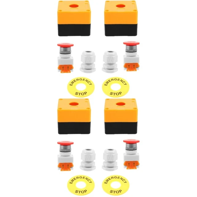 4 SETS PUSH Button Station Emergency Stop Push Button Station Plastic £ ...