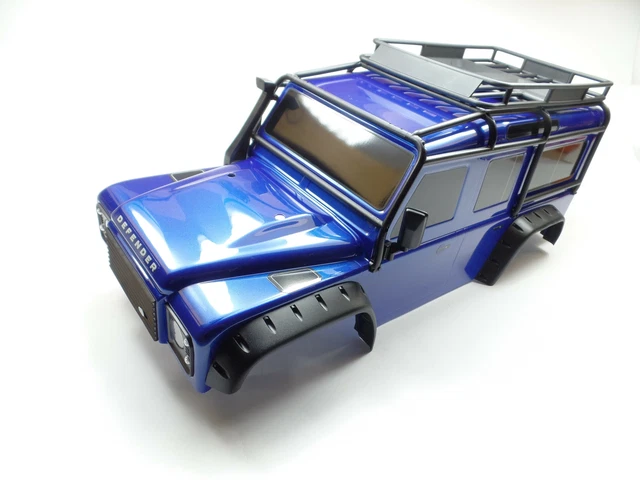 TRAXXAS TRX4 BODY Land Rover Defender Painted Blue with Attachments TBG ...