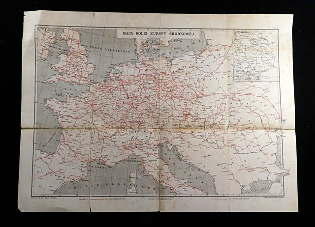 POLISH RAILWAY MAP of Europe European Rail Network Routes Chart Antique ...