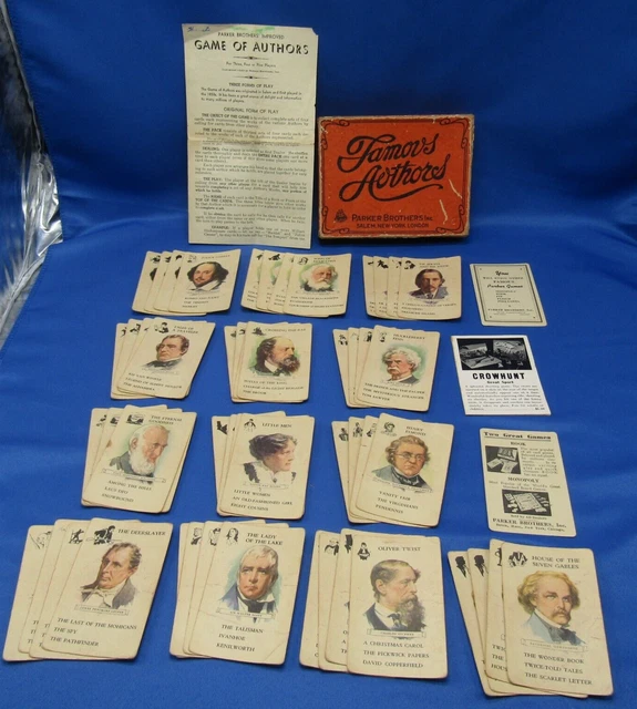 FAMOUS AUTHORS CARD Game Parker Bros. Salem New York 1943 COMPLETE ...