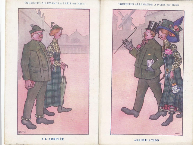 7C% WAR 14-18 WW1 PROPAGANDA CARICATURE HANSI 2 CP GERMAN TOURISTS $27. ...