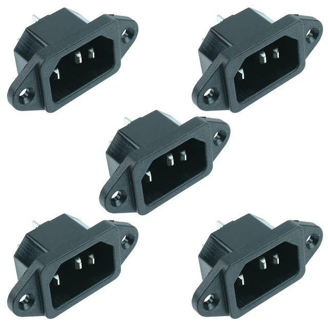 5 X C14 IEC Panel Mount Inlet 10A Chassis Socket Connector £5.49 ...