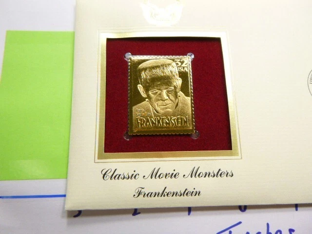 FRANKENSTEIN CLASSIC MOVIE Monsters 1997 Issue Usps 22Kt Gold Stamp Set ...