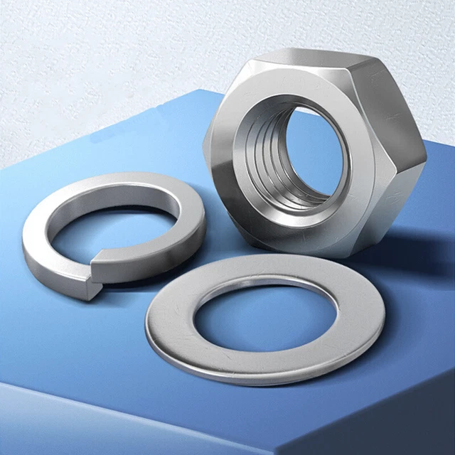 HEX NUTS & Gasket & Spring Washers Set Stainless Steel Carbon Steel ...