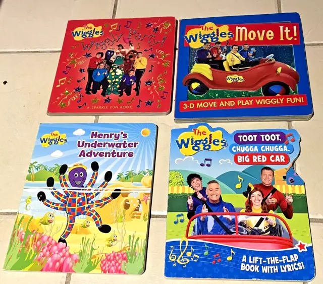 The Wiggles X4 Cardboard Books Wiggly Party Move It Toot Toot Chugga