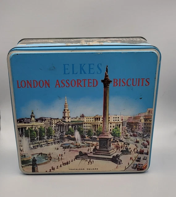 RARE VINTAGE 1940S Elkes Trafalgar Square Biscuits Tin. EMPTY £10.00 ...