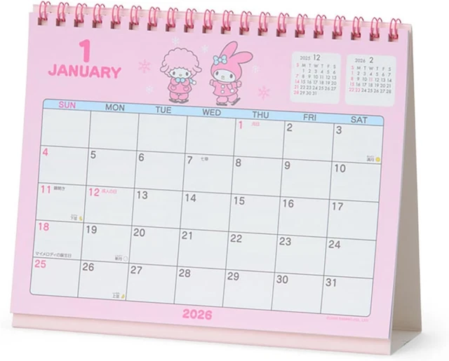 SANRIO MY MELODY Ring Calendar 2026 Schedule Paper Desktop Calendar ...