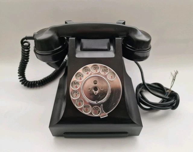 VINTAGE 1940'S GPO 332L Rotary Dial Telephone in Black Bakelite Iconic ...